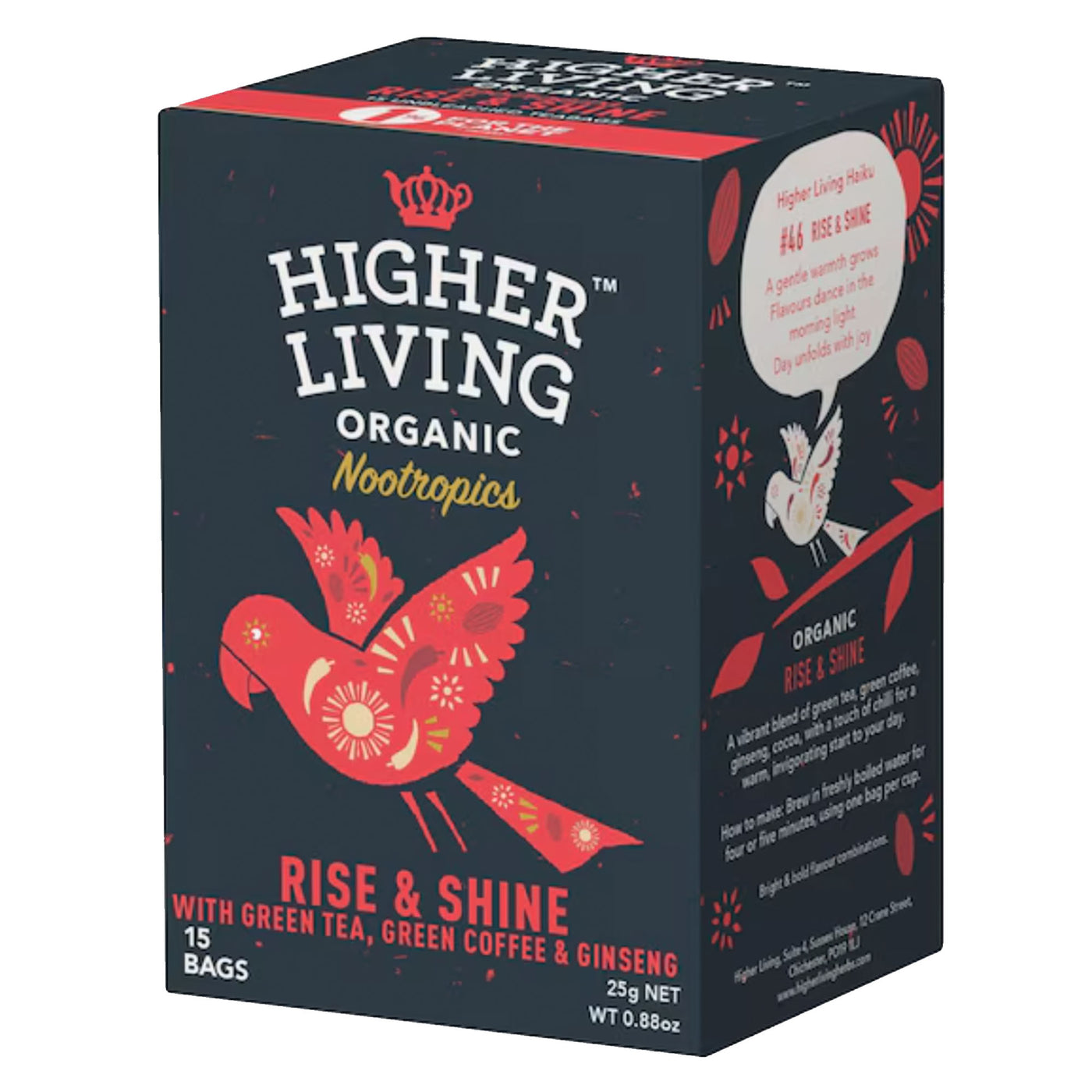 Nootropic Rise & Shine 15 teabags– Higher Living Teas